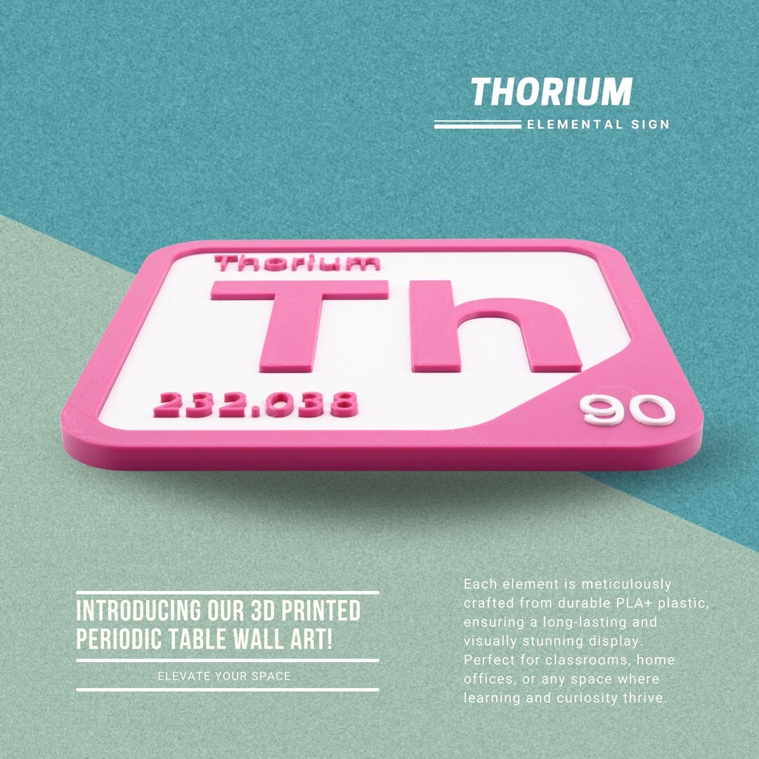 3D Printed Thorium Periodic Table Tile, Educational Wall Art for ...