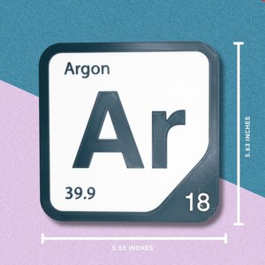 3D Printed Argon Periodic Table Tile, Educational Wall Art for Science ...