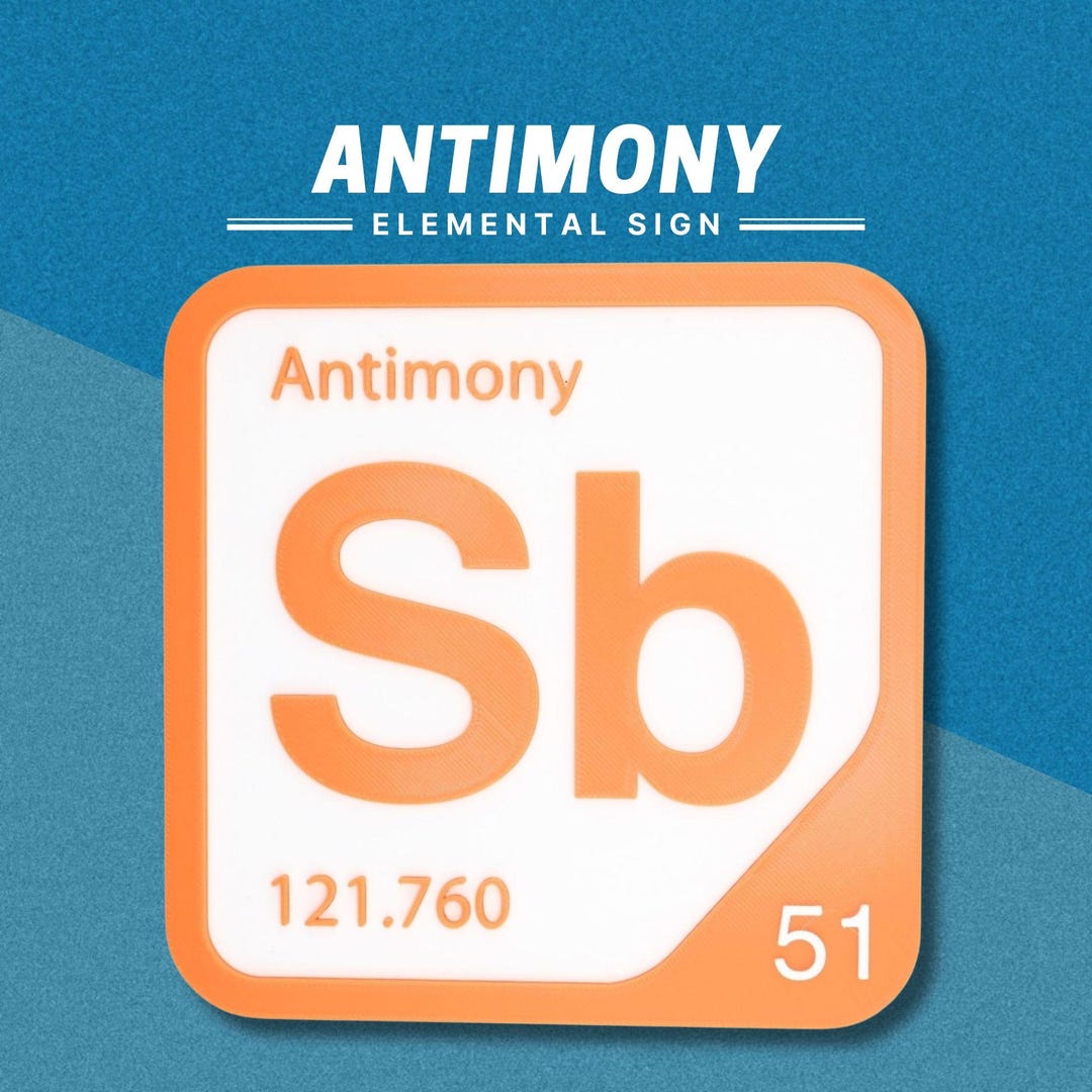 3D Printed Antimony Periodic Table Tile, Educational Wall Art for ...