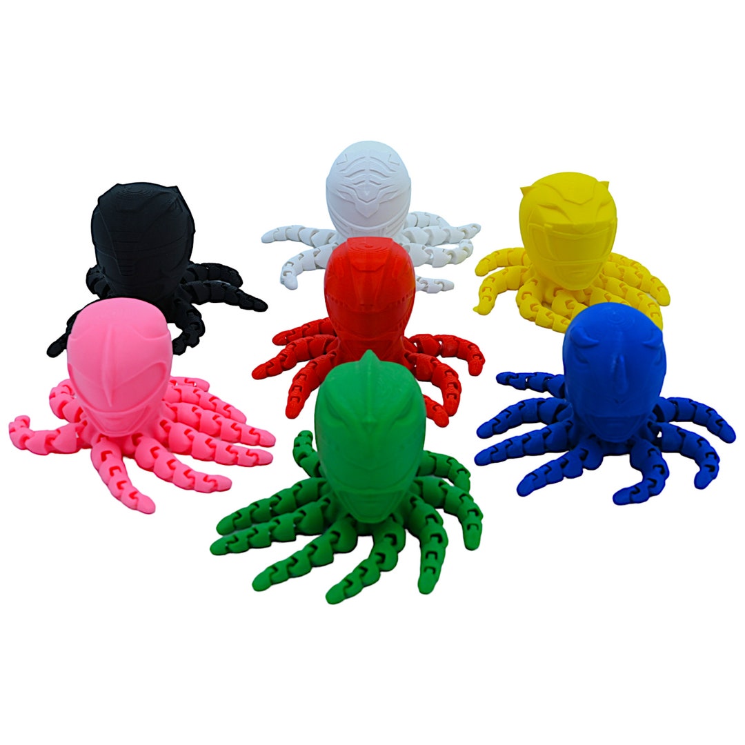 Mighty Morphin octo Power Rangers Articulated Fidget Octopus - Etsy