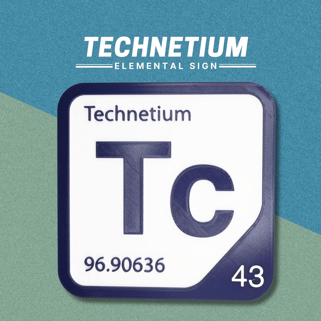 3D Printed Technetium Periodic Table Tile, Educational Wall Art for ...