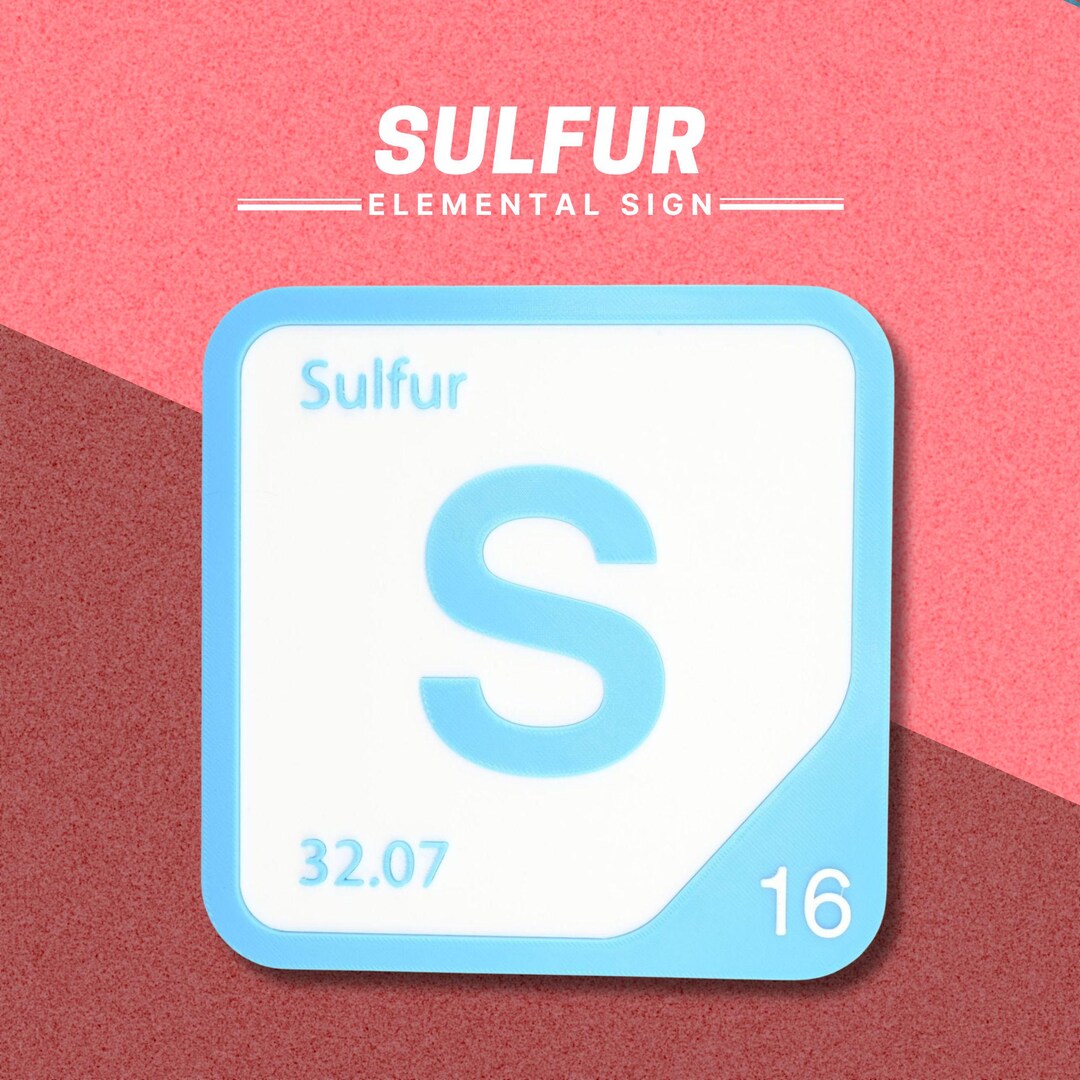 3D Printed Sulfur Periodic Table Tile, Educational Wall Art for Science ...