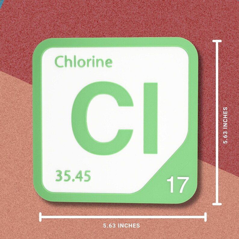 3D Printed Chlorine Periodic Table Tile, Educational Wall Art for ...