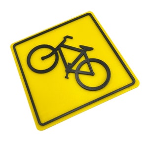Bicycle Road Warning Sign, Yellow and Black Cycling Safety Alert ...