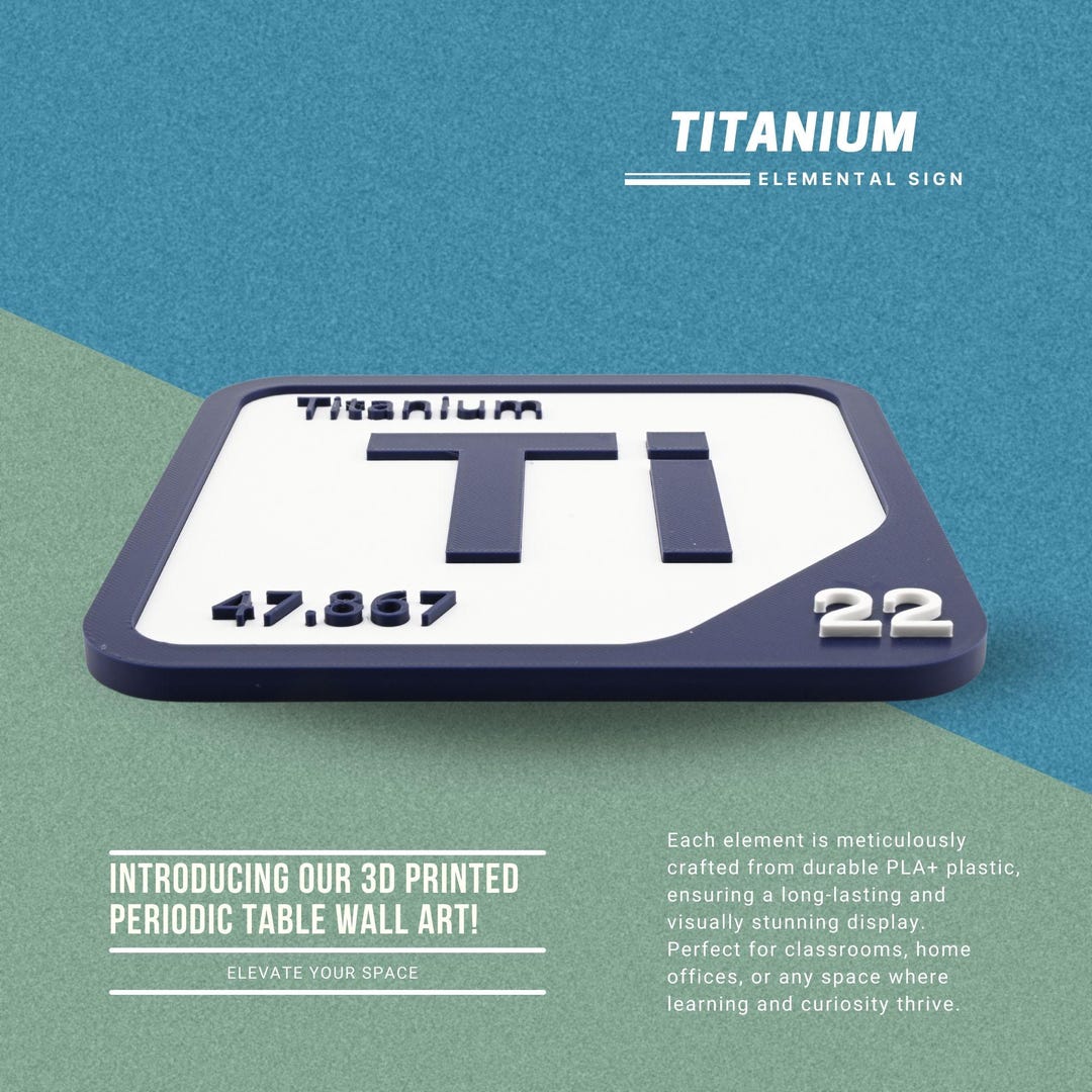 3D Printed Titanium Periodic Table Tile, Educational Wall Art for ...