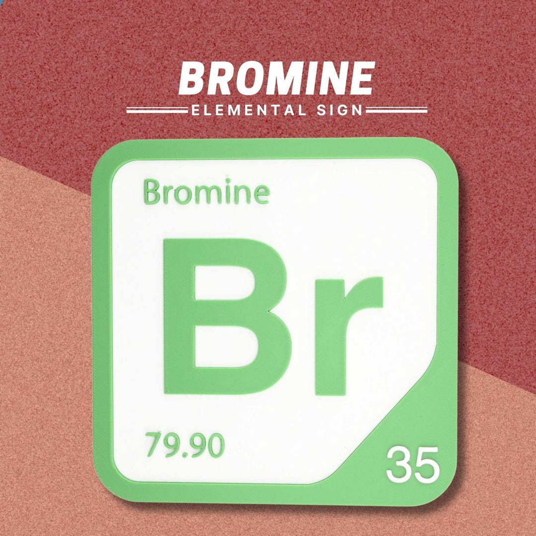 3D Printed Bromine Periodic Table Tile, Educational Wall Art for ...