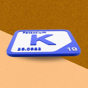 3D Printed Potassium Periodic Table Tile, Educational Wall Art for ...