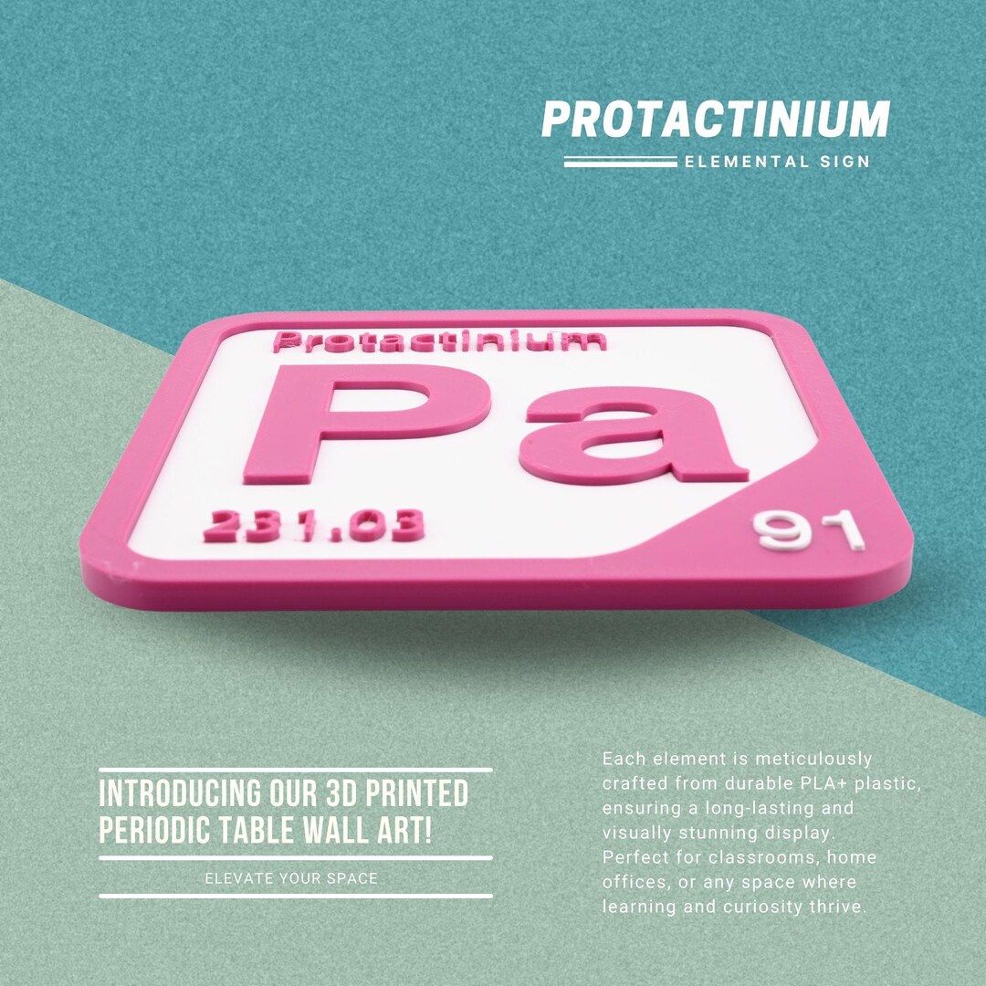 3D Printed Protactinium Periodic Table Tile, Educational Wall Art for ...