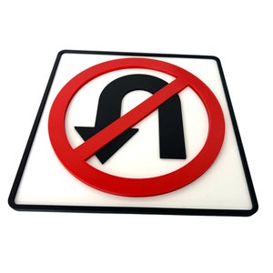 3D Printed No U-turn Sign: Traffic Symbol Wall Decor - Etsy