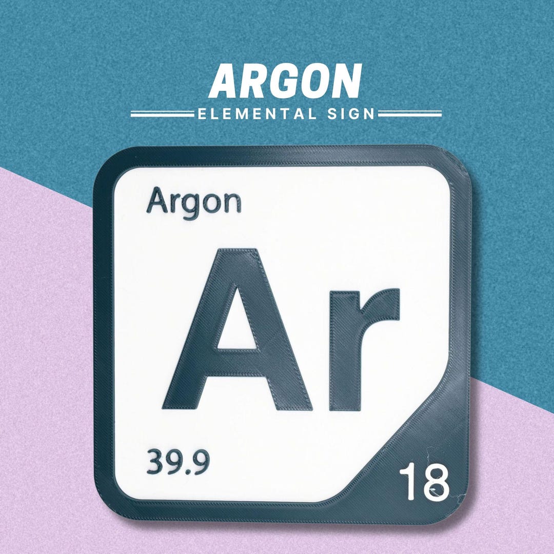 3D Printed Argon Periodic Table Tile, Educational Wall Art for Science ...