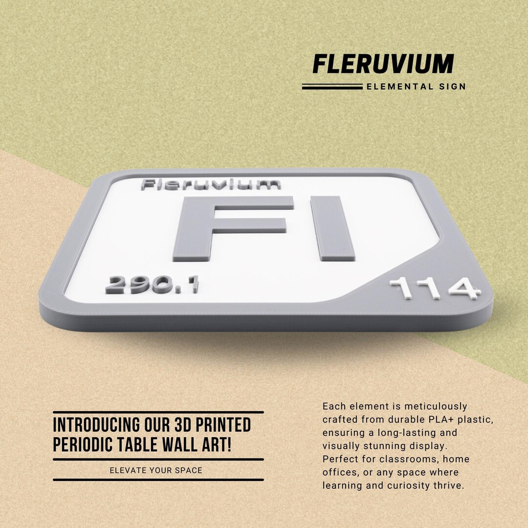 3D Printed Flevorium Periodic Table Tile, Educational Wall Art for ...
