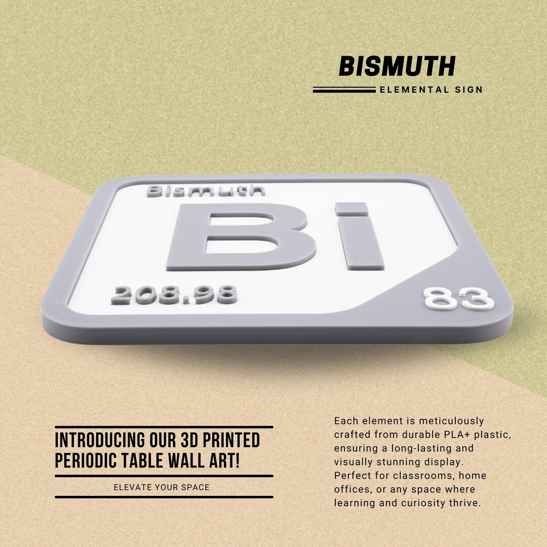 3D Printed Bismuth Periodic Table Tile, Educational Wall Art for ...