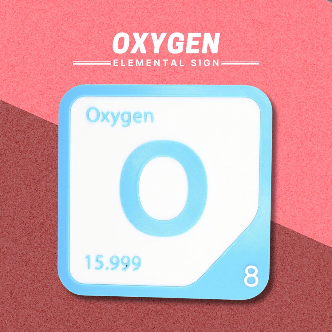 3D Printed Oxygen Periodic Table Tile, Educational Wall Art for Science ...