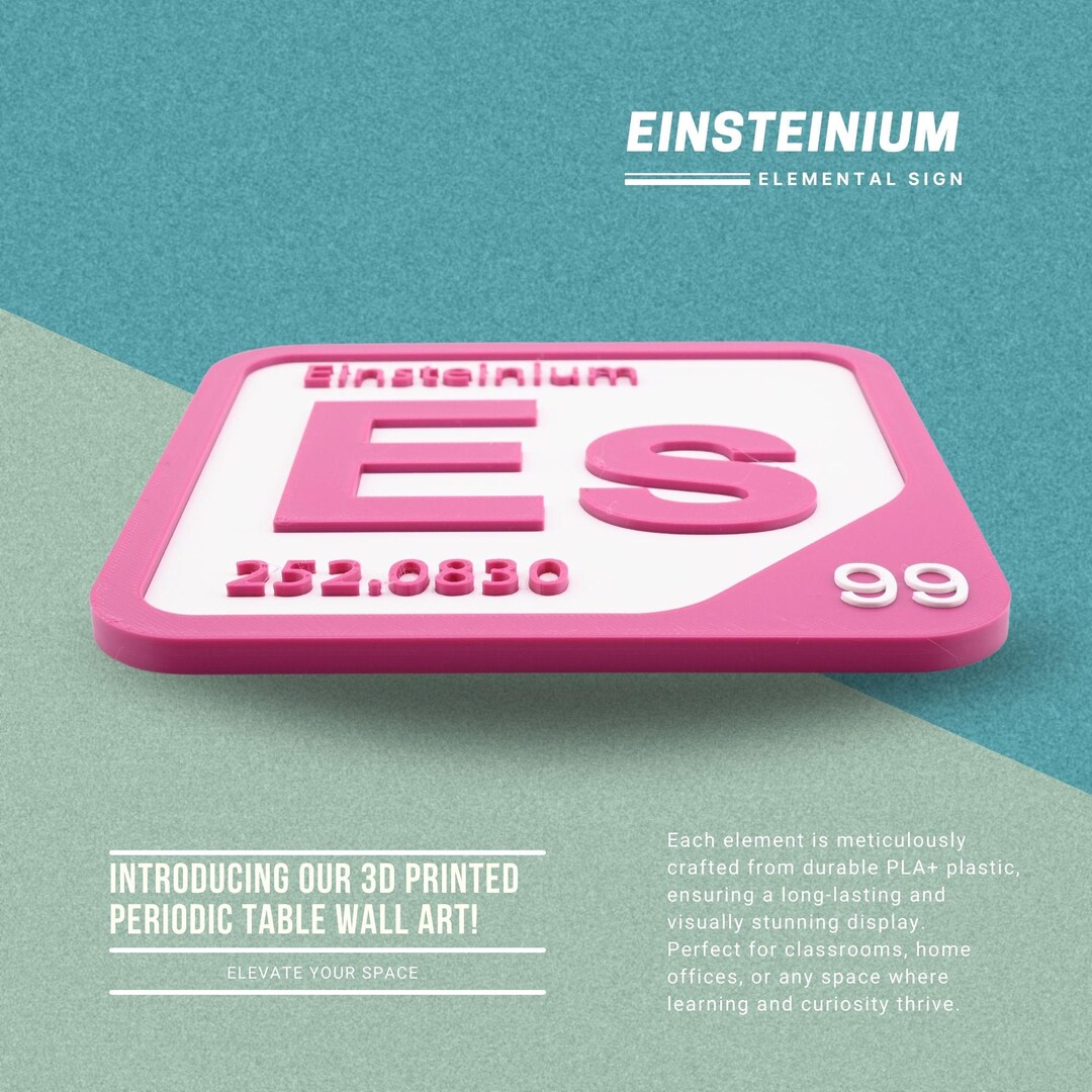 3D Printed Einsteinium Periodic Table Tile, Educational Wall Art for ...