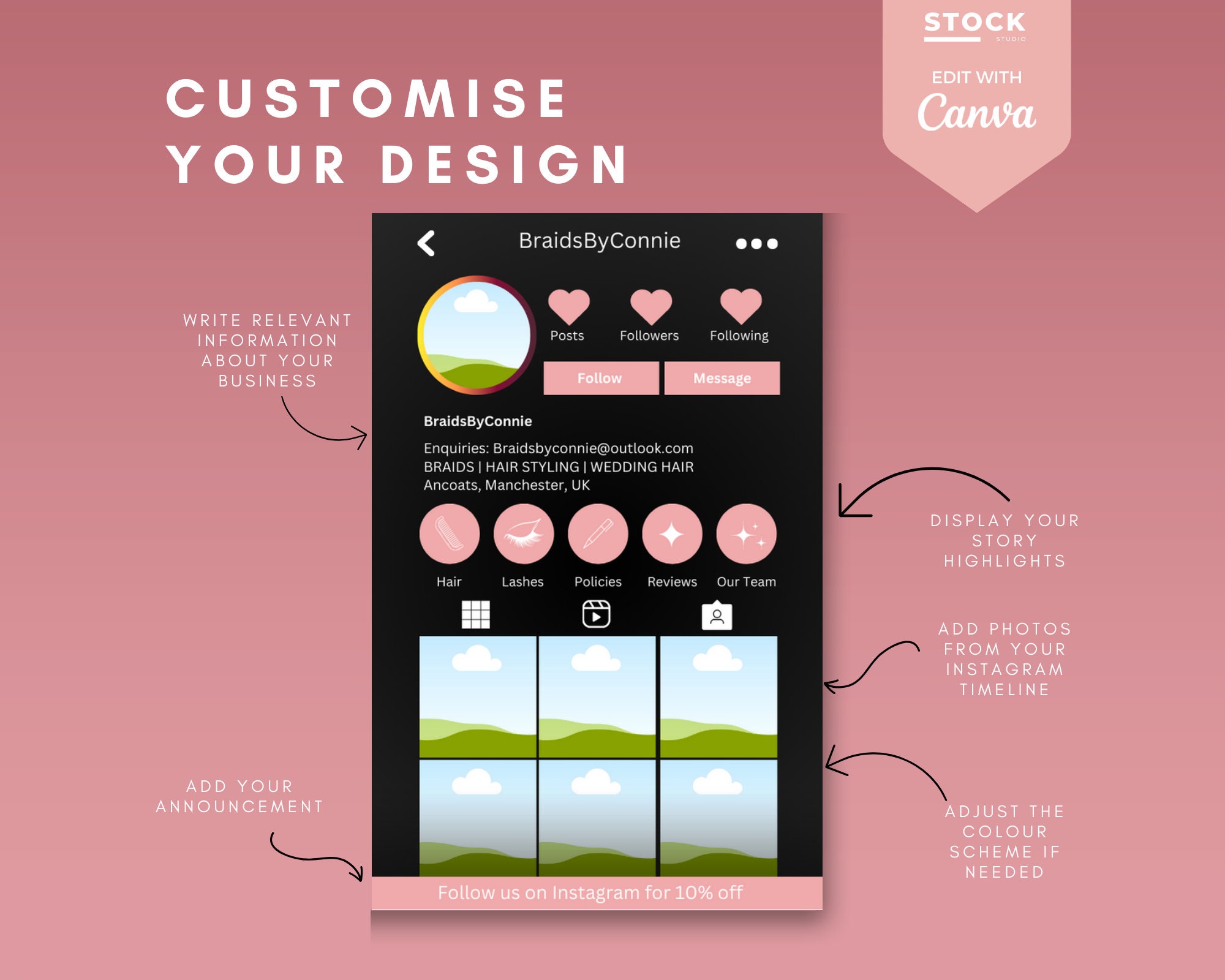 Instagram Business Card QR Code Card Template Design IG Influencer Card ...