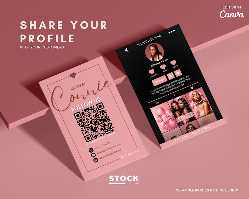 Tik Tok Business Card QR Code Card Template Design IG Influencer Card ...