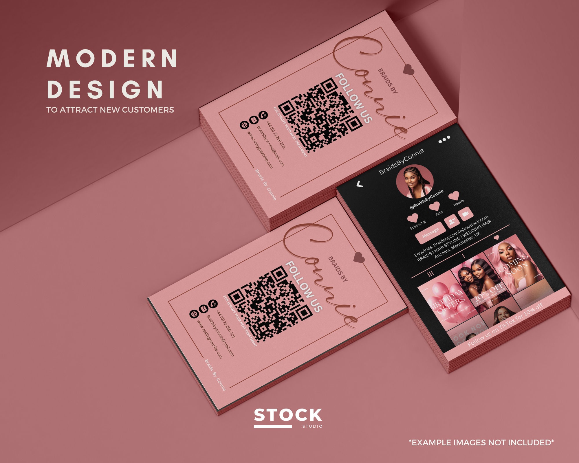 Tik Tok Business Card QR Code Card Template Design IG Influencer Card ...