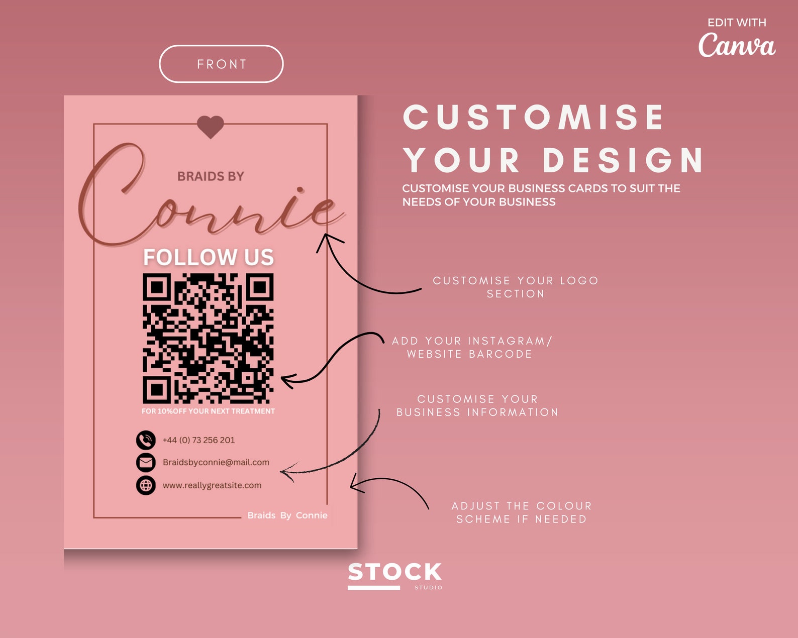 Instagram Business Card QR Code Card Template Design IG Influencer Card ...