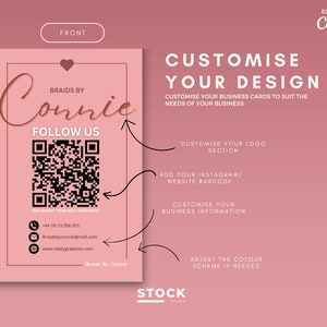 Instagram Business Card QR Code Card Template Design IG Influencer Card ...