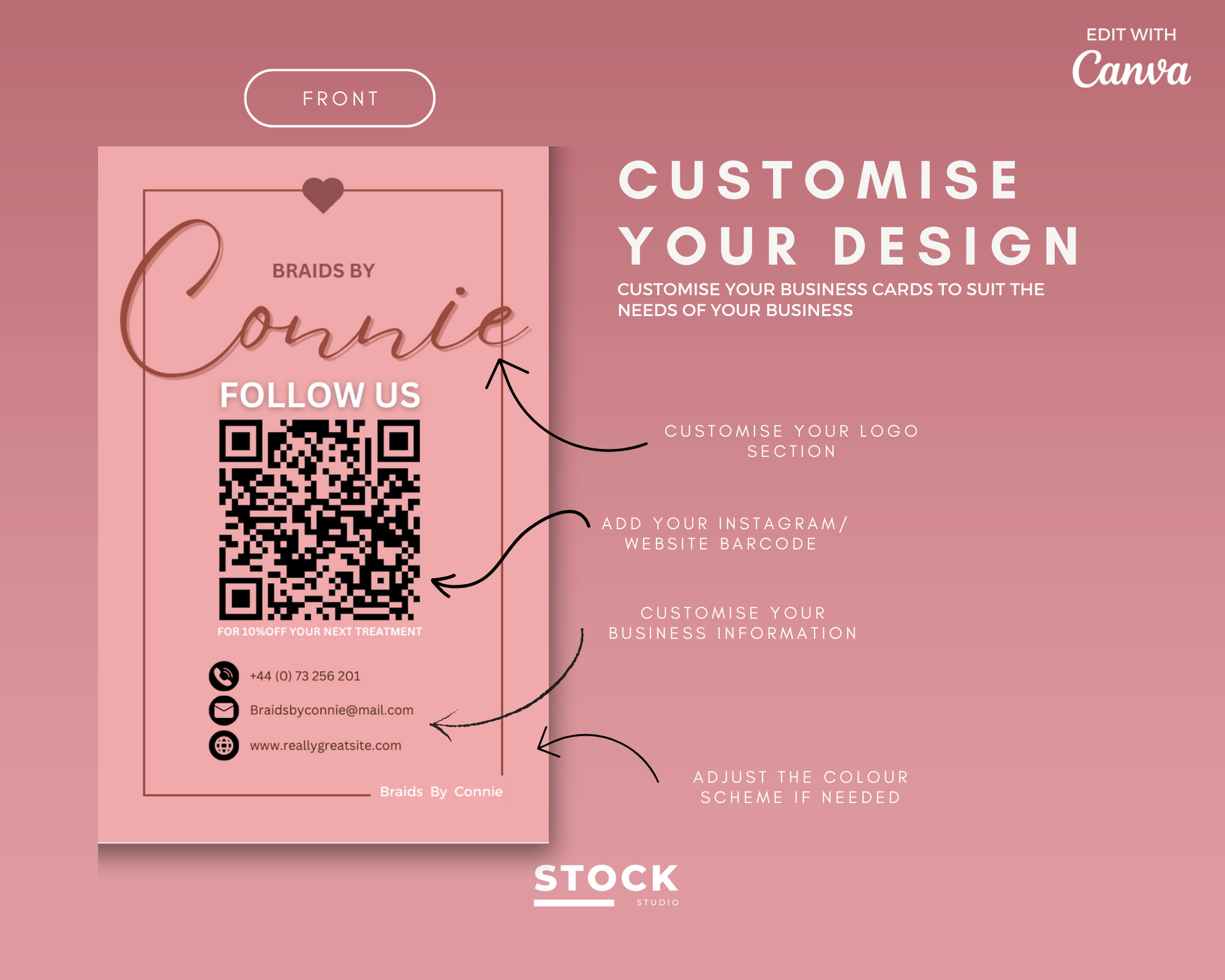 Cartão de visita do Instagram com código QR, modelo de cartão, cartão ...
