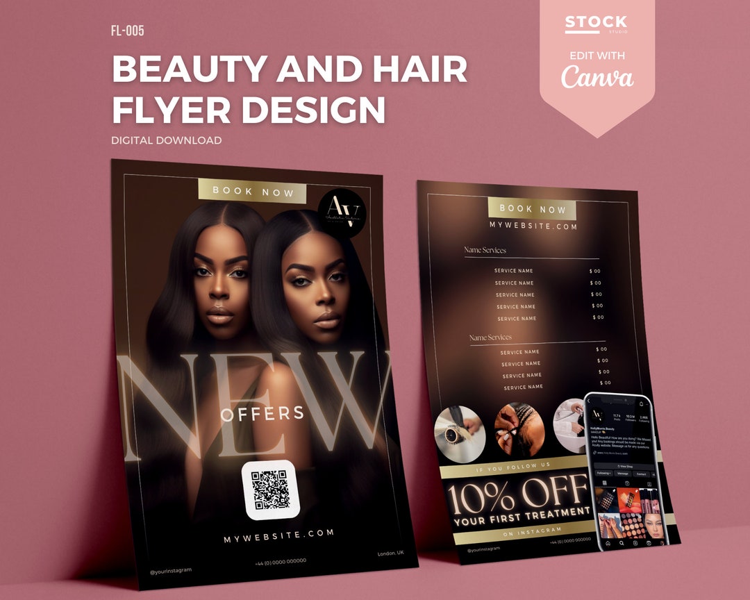Beauty Flyer QR Code Hair Flyer Template Design Beautician Flyer for ...