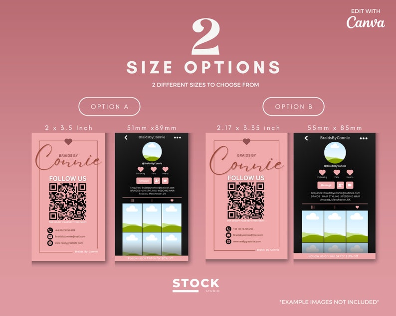 Tik Tok Business Card QR Code Card Template Design IG Influencer Card ...