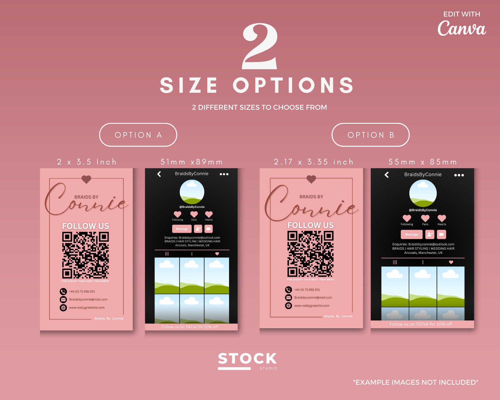 Tik Tok Business Card QR Code Card Template Design IG Influencer Card ...