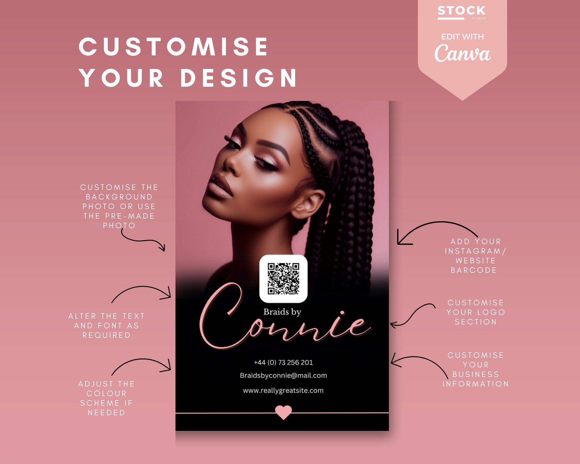 Instagram Business Card QR Code Card Template Design IG Influencer Card ...