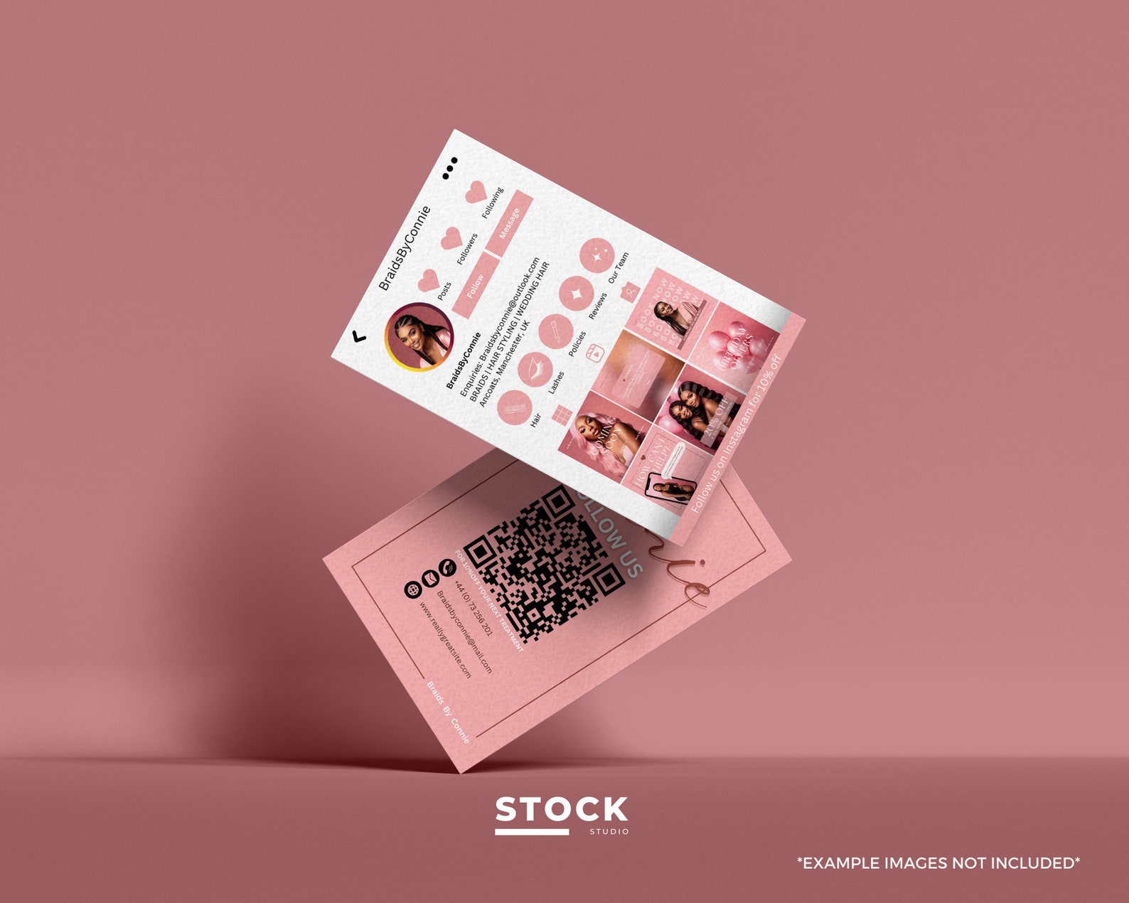 Instagram Business Card QR Code Card Template Design IG Influencer Card ...