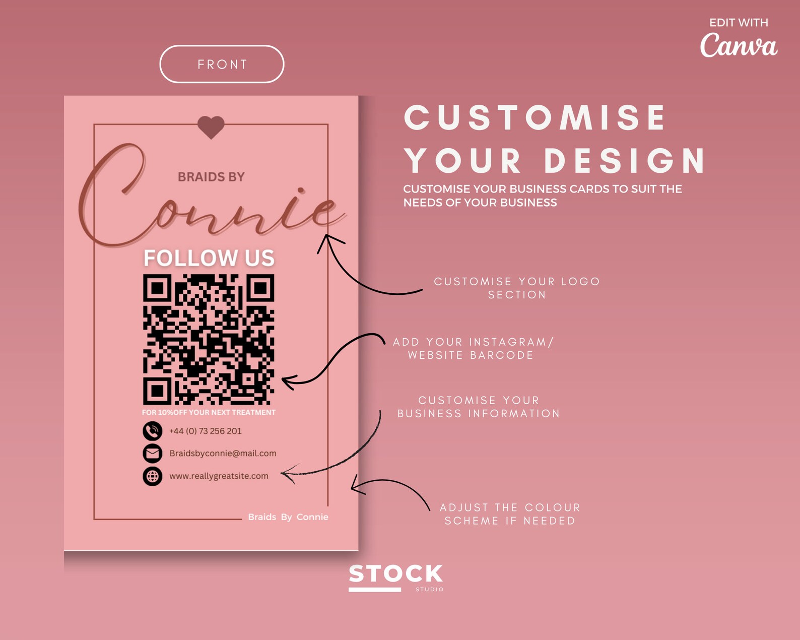 Instagram Business Card QR Code Card Template Design IG Influencer Card ...