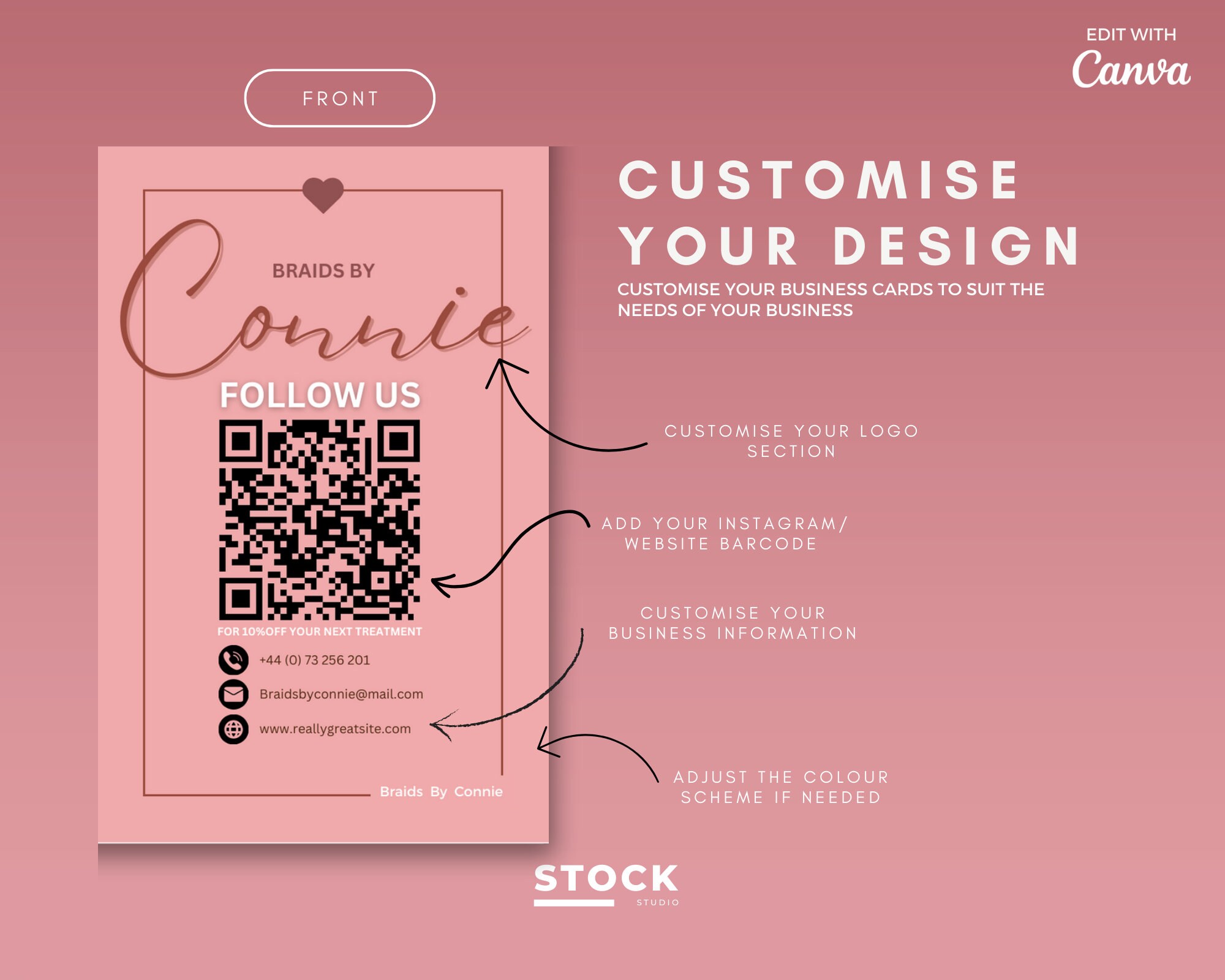 Instagram Business Card QR Code Card Template Design IG Influencer Card ...