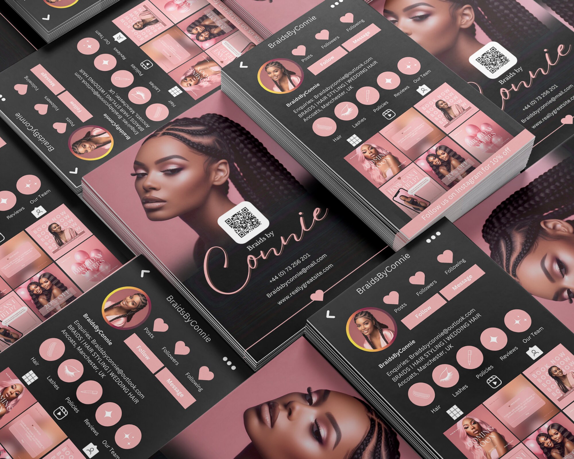 Instagram Business Card QR Code Card Template Design IG Influencer Card ...