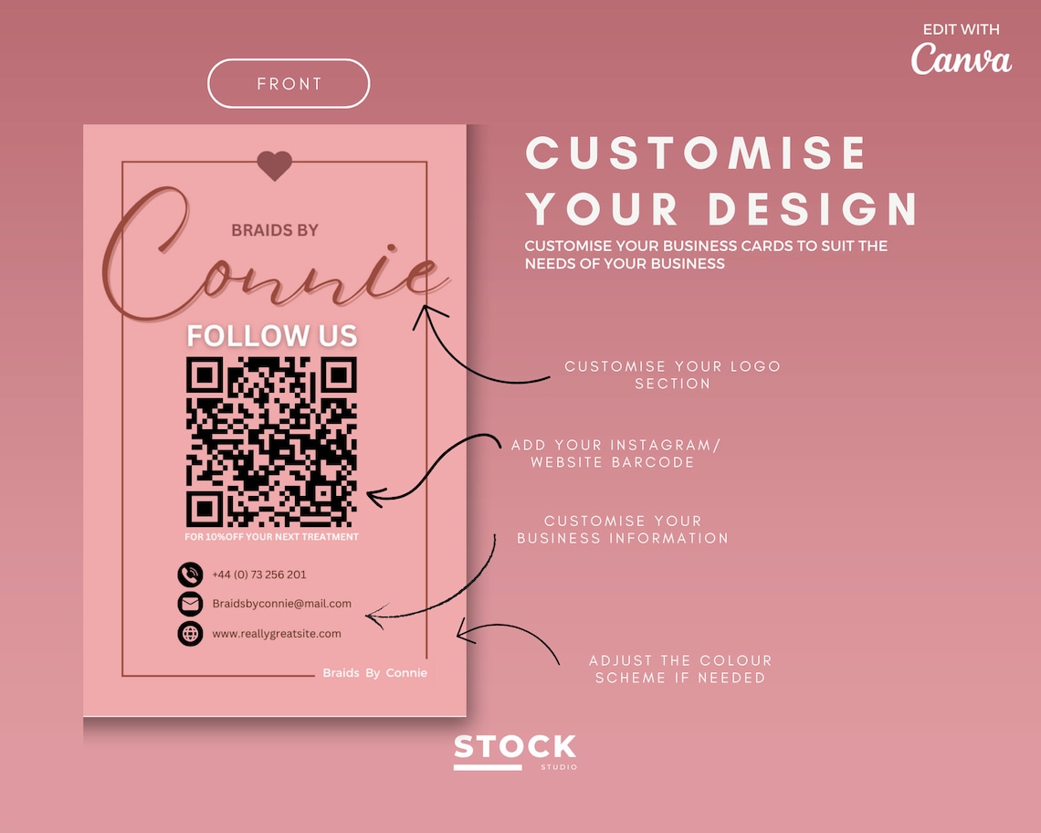 Tik Tok Business Card QR Code Card Template Design IG Influencer Card ...