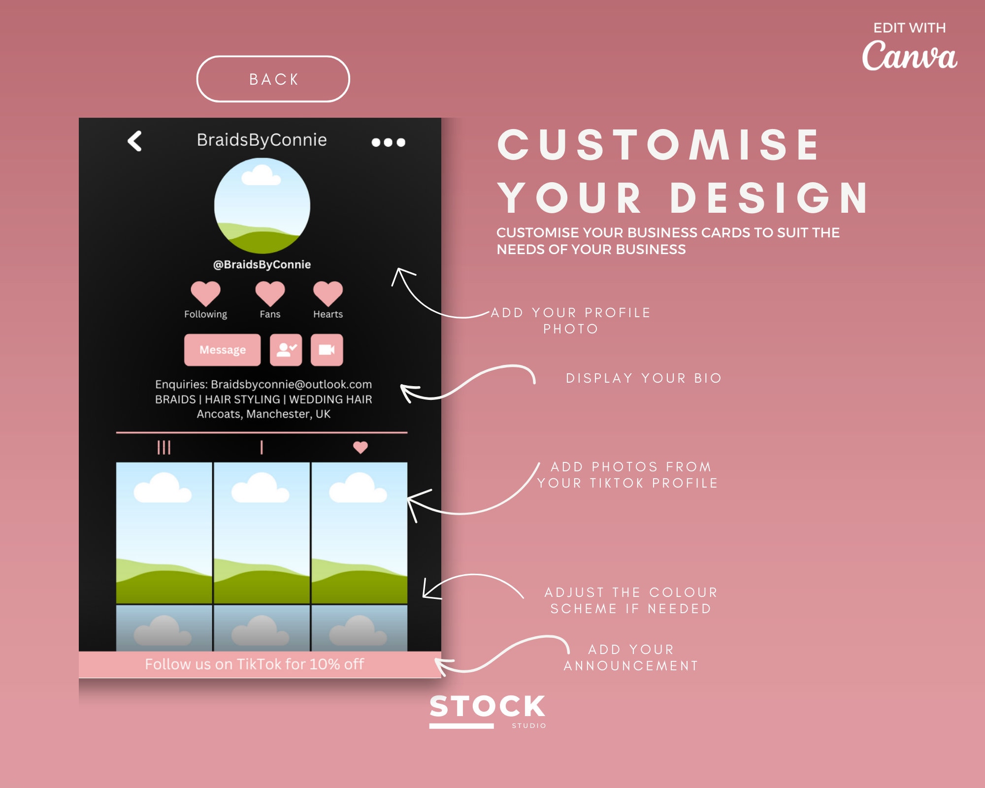 Tik Tok Business Card QR Code Card Template Design IG Influencer Card ...