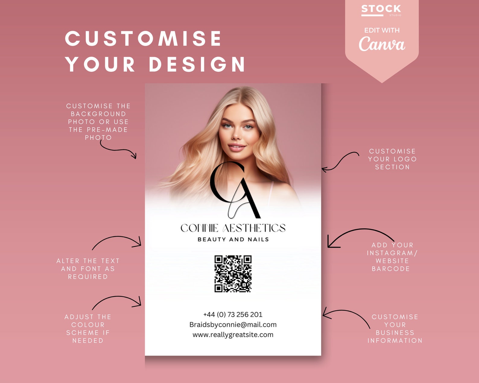 Instagram Business Card QR Code Card Template Design IG Influencer Card ...