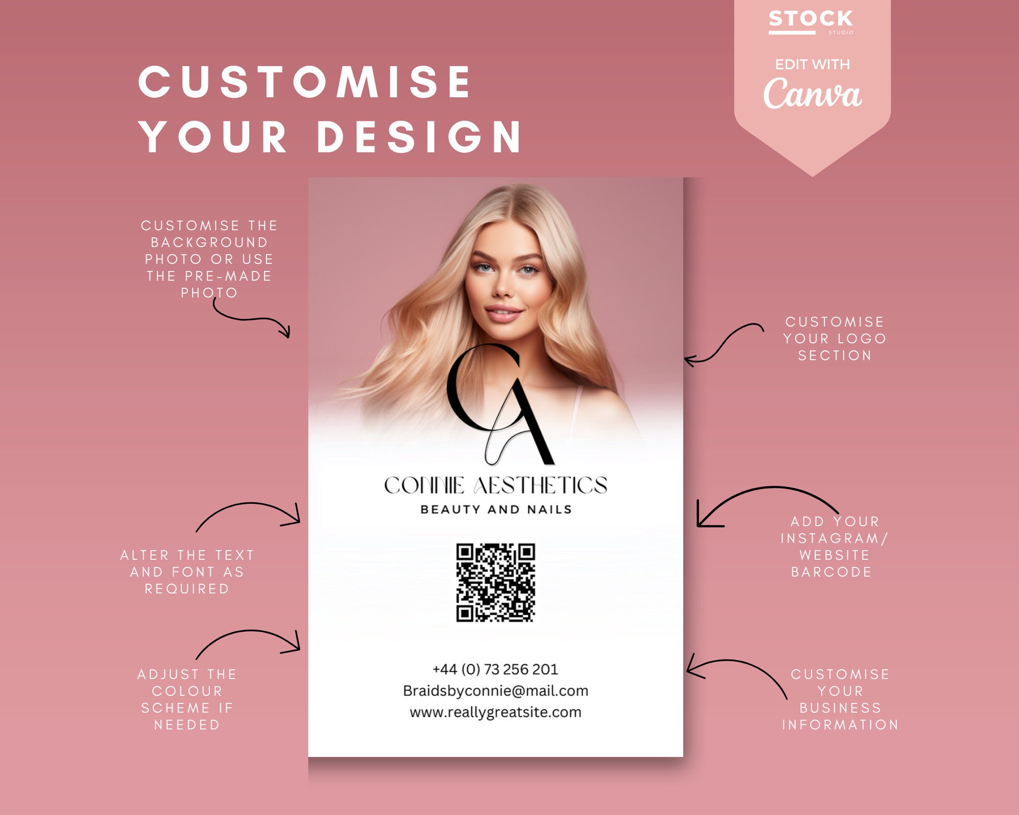 Instagram Business Card QR Code Card Template Design IG Influencer Card ...