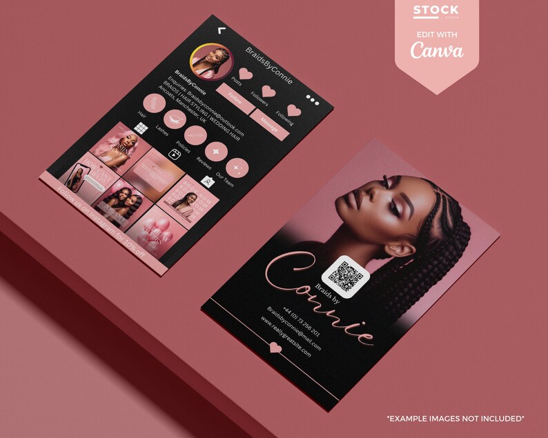 Instagram Business Card QR Code Card Template Design IG Influencer Card ...