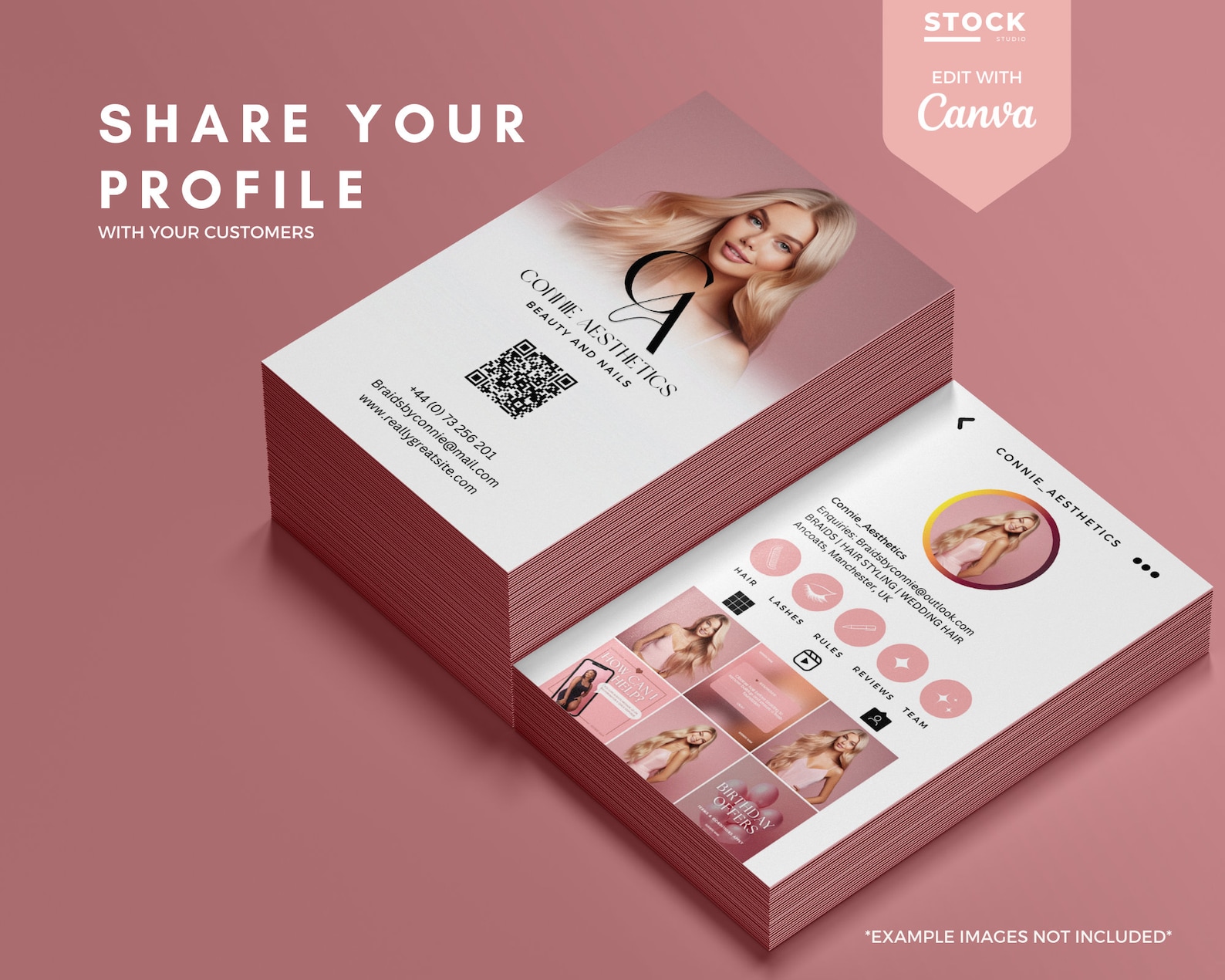 Instagram Business Card QR Code Card Template Design IG Influencer Card ...