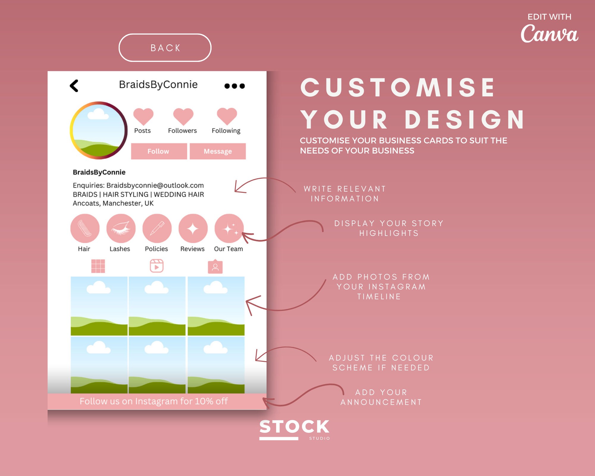 Instagram Business Card QR Code Card Template Design IG Influencer Card ...