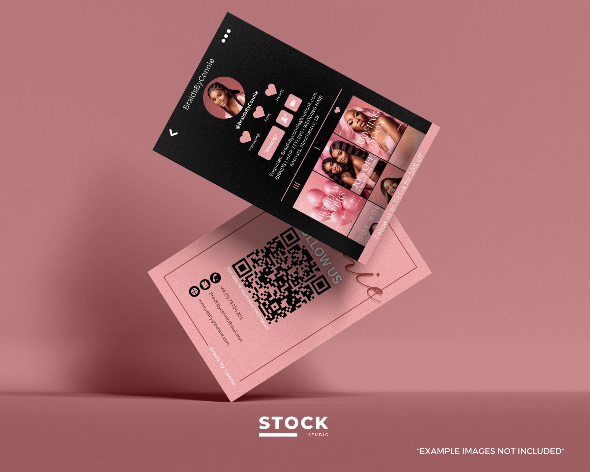 Tik Tok Business Card QR Code Card Template Design IG Influencer Card ...