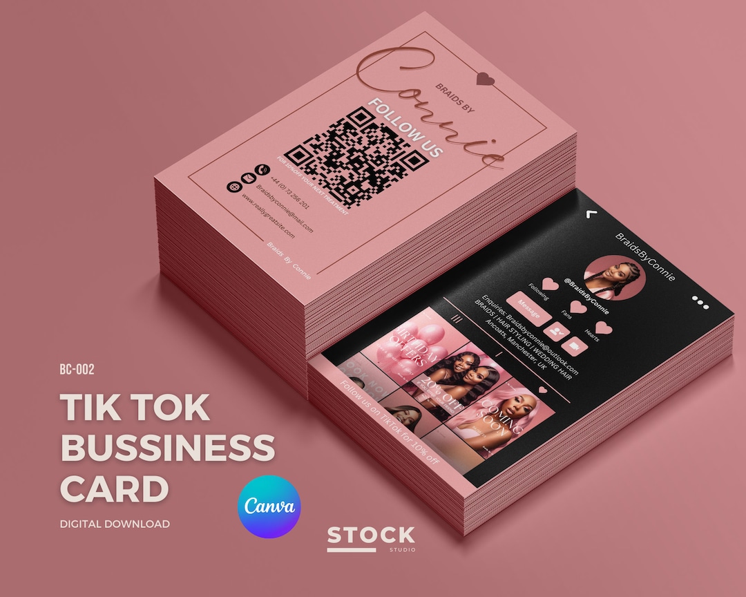 Tik Tok Business Card QR Code Card Template Design IG Influencer Card ...