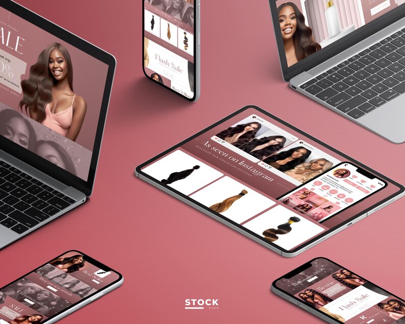 DIY Web Design Kit Website Banners Canva Templates Wig Hair Business ...