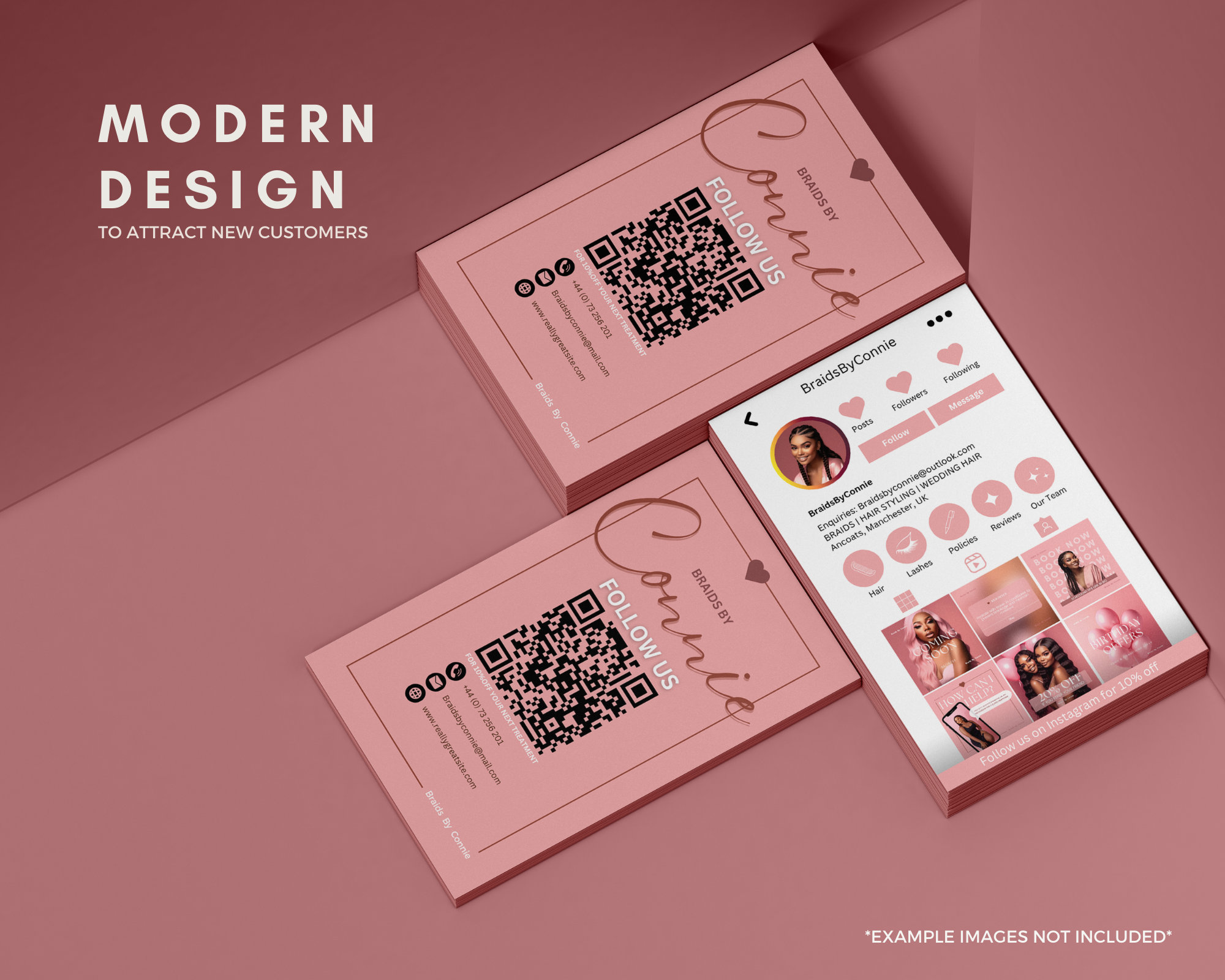Instagram Business Card QR Code Card Template Design IG Influencer Card ...