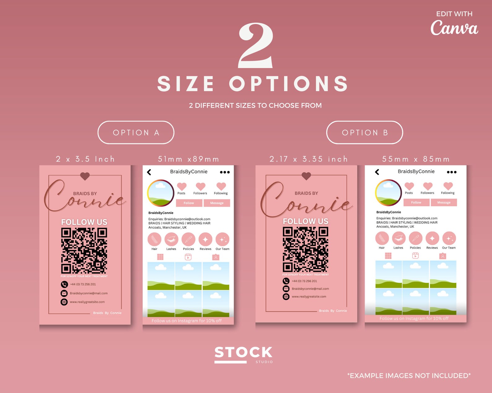 Instagram Business Card QR Code Card Template Design IG Influencer Card ...