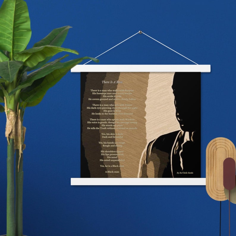 Black African American Poem Framed Wall Art Tan There is A Man Original ...
