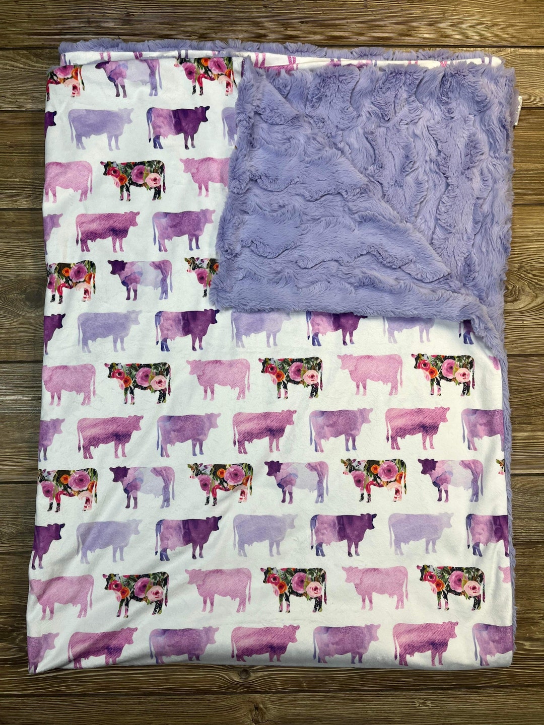 CM Purple or Pink Watercolor Cows Minky Lovey, Cows Lovey, Silhouette ...