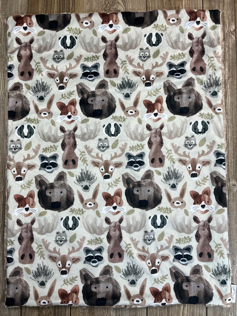 RTS Woodland Animals Minky Baby Blanket, Minky Baby Blanket, Faux Fur ...