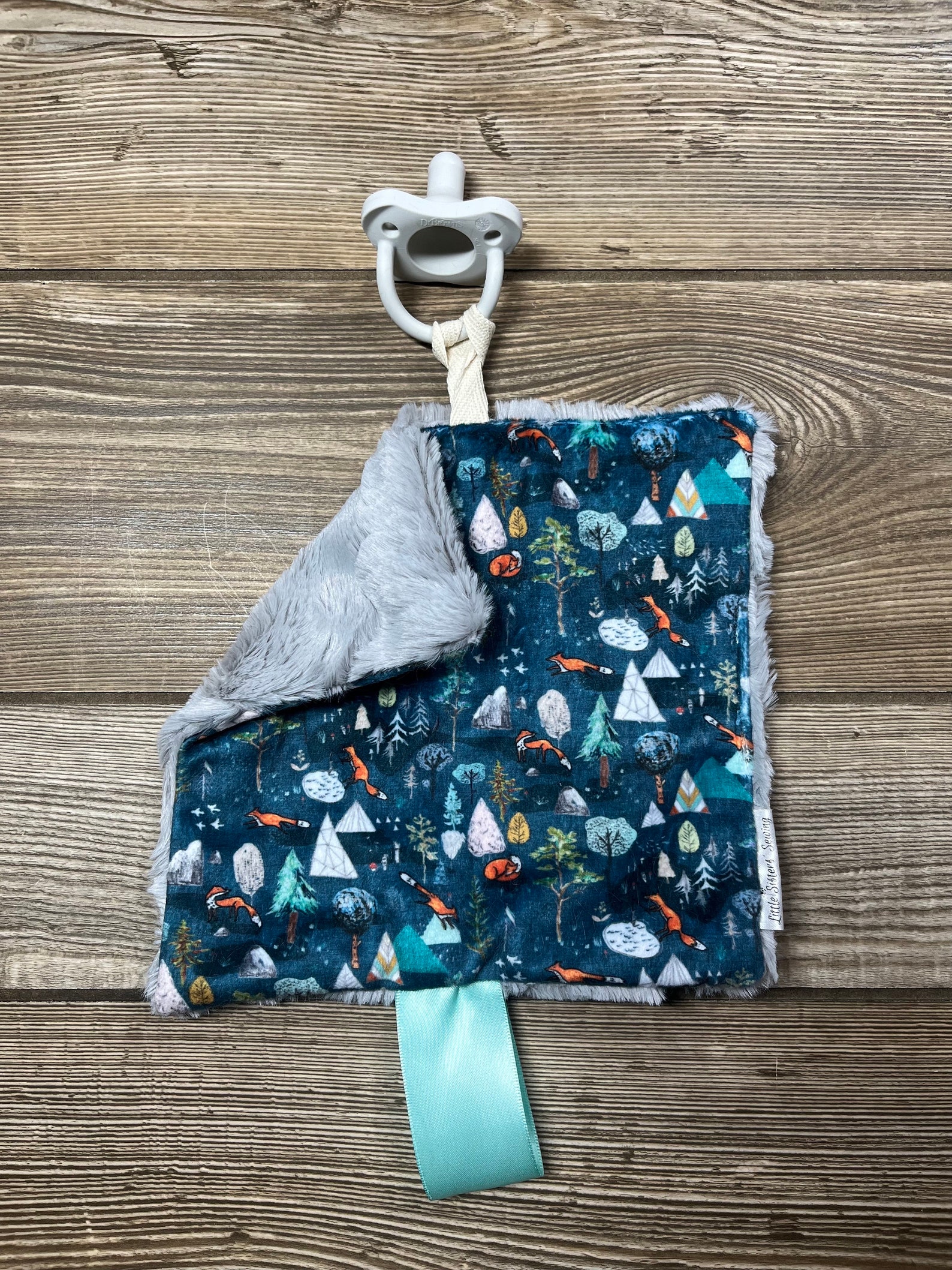 Fox and Mountains Mini Binky Blanket, Mini Paci Pal, Mini Binky Holder ...