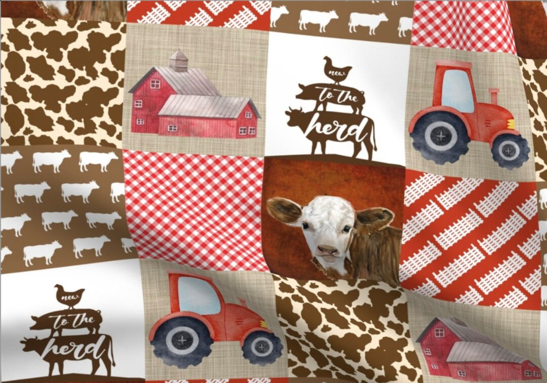 CM Cows Patchwork Minky Lovey Cows Lovey Cow Hide Red Barn - Etsy