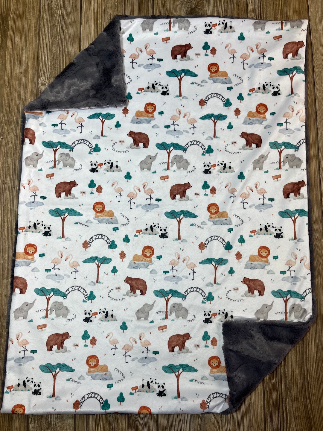 RTS Gender Neutral Zoo Animals Minky Baby Blanket - Etsy